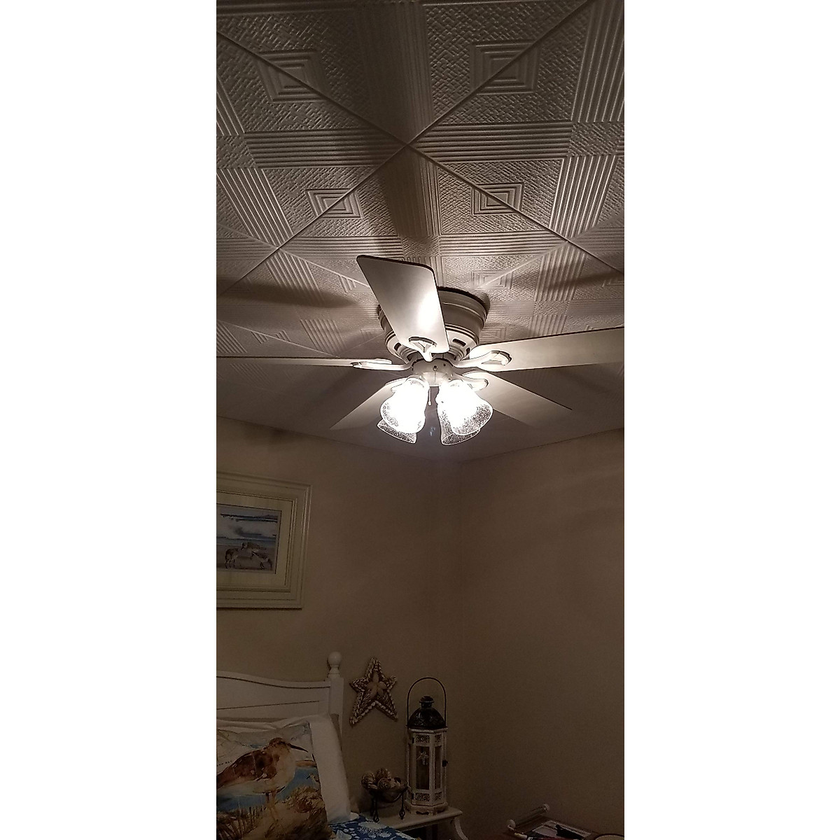 A la Maison Ceilings R34 Pyramid Illusion Foam Glue-up Ceiling Tile (256 sq. ft./Case), Pack of 96, Plain White