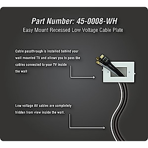 DATA COMM Electronics 45-0008-WH Easy Mount Recessed Low Voltage Cable Plate - Acrylonitrile Butadiene Styrene , White