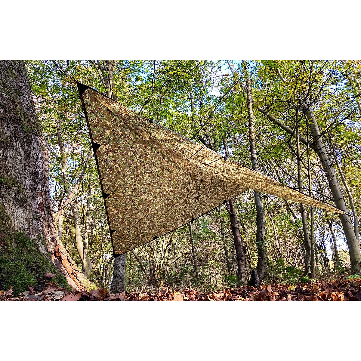 DD Hammocks - DD Tarp 3.5 x 3.5 - MC (11.5ft x 11.5ft) - 100% Waterproof Lightweight & Multifunctional Large Camo Rainfly Tarp Tent Shelter for Camping Bushcraft & Hiking Adventure