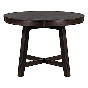 Knocbel Farmhouse Extendable Round Dining Table, Kitchen Dining Room Table with X-Shaped Base, 300lbs Weight Capacity, Standard Height, Espresso Table