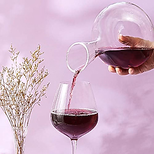 GoodGlassware Wine Decanter – Personal Red Wine Carafe with Wide Base and Aerating Punt - Crystal Clear, Full Bottle Pitcher (44 oz Capacity)