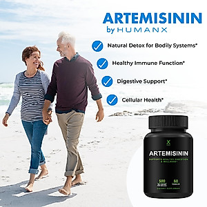HUMANX Artemisinin 500 mg - Supports Healthy Aging, Digestion, and Immunity - USA Third Party Tested - Vegan, Non-GMO - Artemisia Annua Supplement - Sweet Wormwood Extract - Easy to Swallow Capsules