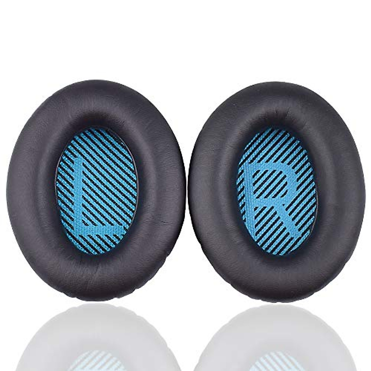 Aquelo SoundTrue Replacement Ear Cushions Soft Protein Leather Ear Pads Compatible with Bose QuietComfort25 QC35 QC35II QC25 QC15 Ae2 Ae2i Ae2W Over-Ear Headphones(Black&Blue)