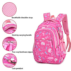 YJMKOI 3PCS Cat print Backpack for Girls 3 in 1 Cute bow print Primary Schoolbag Sets Middle Girl Bookbag with Lunch Box