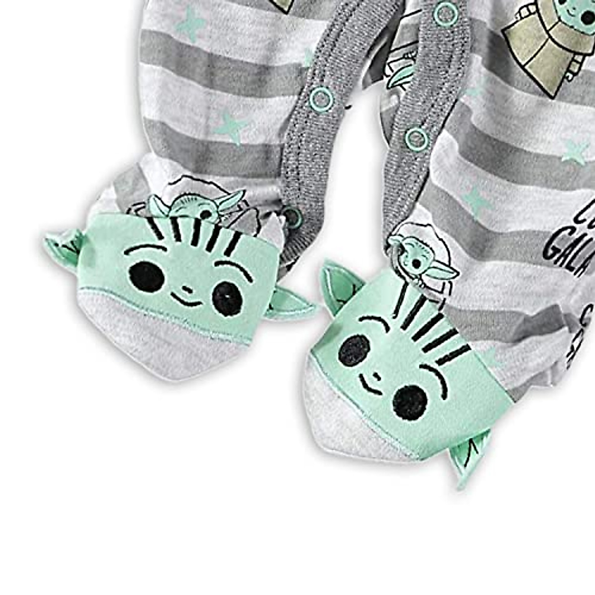 Happy Threads Star Wars Baby Boys One Piece Sleeper - Footed Baby Pajamas - Baby Boy Clothes - Footie Pajamas (Grey/Green/Brown, 6-9 Months)