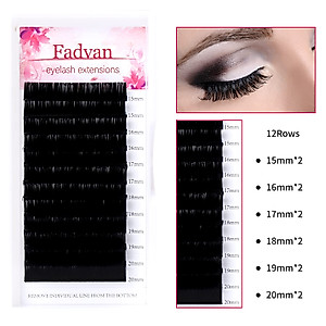 Eyelash Extensions D Curl 0.15mm Classic Lashes Extension 15-20mm Mixed Individual Lashes Silk Eyelash Extension Supplies Matte Black Single Eyelashes by FADVAN (0.15mm-D, 15-20mm Mix)
