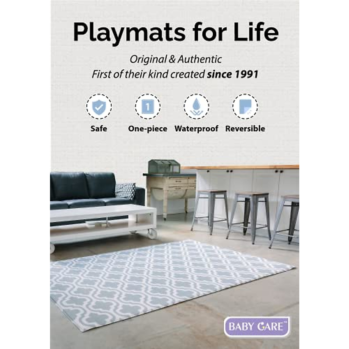 Baby Care Play Mat - Haute Collection (Large, Moroccan - Blue)