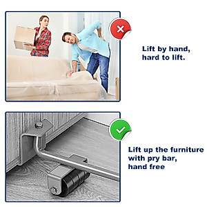 Ganggend 6 Inch Furniture Dolly Set 4 Pack, 330lbs Load Capacity Each Pack Steel Tri Dolly Furniture Lifter, Mover Dolly 3 Wheels Heavy Duty for Moving Cabinet, Furniture, Appliances, Silver