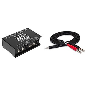 Samson MD2 Pro Stereo Passive Direct Box + Hosa CMP-159 3.5 mm TRS to Dual 1/4" TS Stereo Breakout Cable