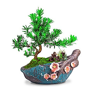 Dahlia 7" Oval Vintage Style Floral Detail Ceramic Succulent Planter/Plant Pot/Flower Pot, Turquoise