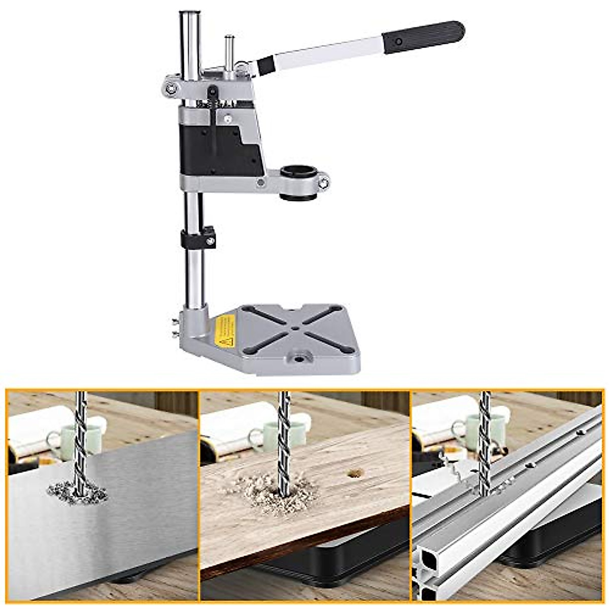 Benchtop Drill Press, Drill Workbench Repair Tool Clamp Universal Bench Clamp Drill Press Stand Workbench Repair Tool for Drilling Collet Workshop, Single Hole Aluminum Base