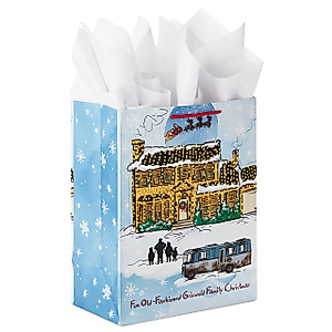 Hallmark 13" Large National Lampoon's Christmas Vacation Gift Bag with Tissue Paper ("Fun Old-Fashioned Griswold Family Christmas") for Kids, Dads, Grandparents, Friends