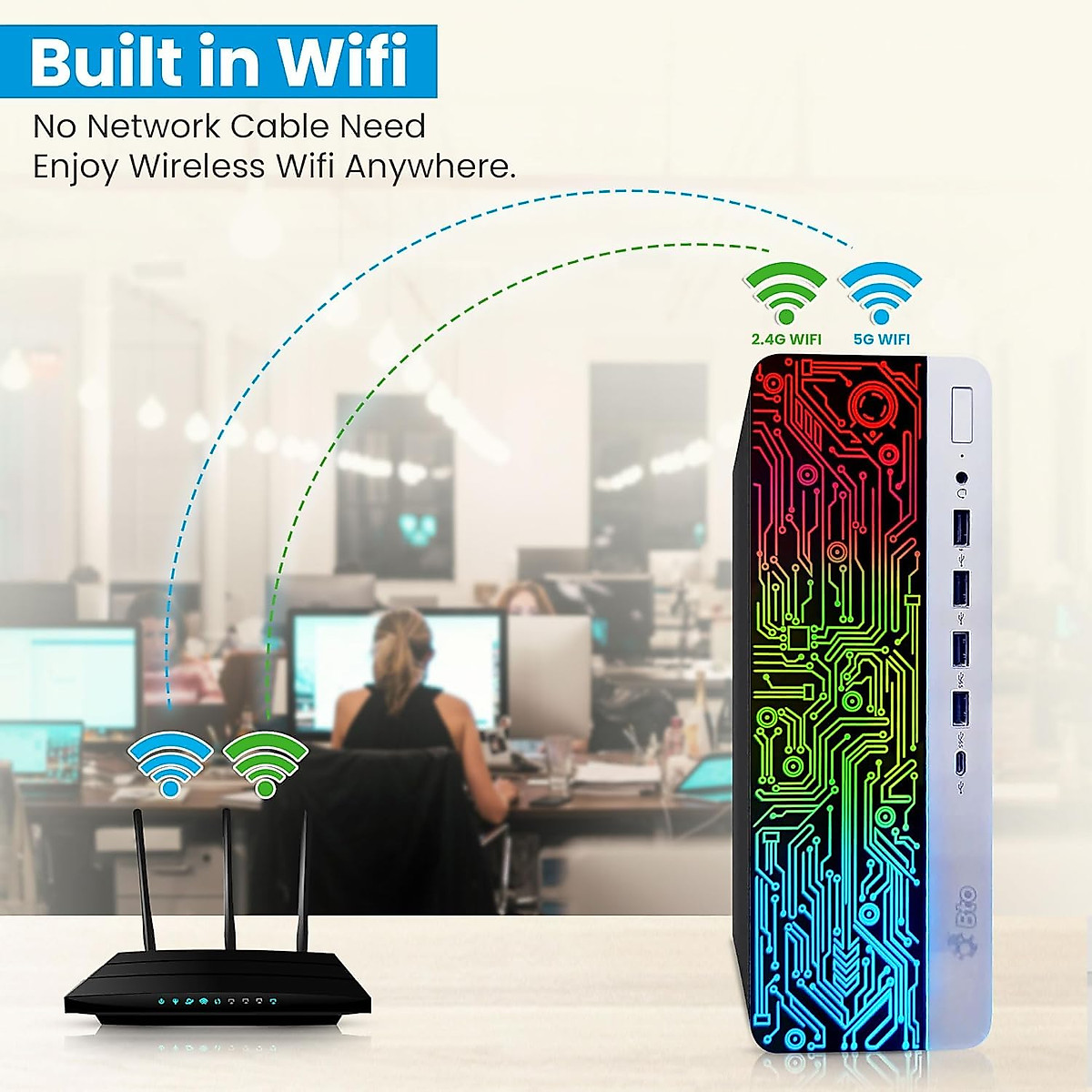 HP ProDesk Desktop RGB Computer PC Intel i5-6th Gen. Quad-Core Processor 8GB DDR4 Ram 512GB SSD, 22 Inch Monitor, Gaming Keyboard and Mouse, Speakers, Built-in WiFi, Win 10 Pro (Renewed)