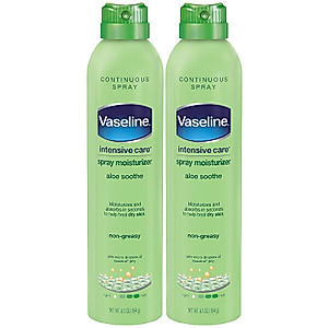 Vaseline Intensive Care Spray Moisturizer, Aloe Soothe Spray Lotion Moisturizer for Dry Skin with Micro-Droplets of Vaseline Lotion (Pack of 2, 6.5 Oz Ea)
