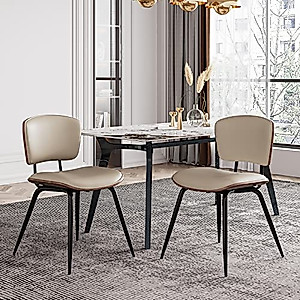 AQG Dining Chairs Mid Century Modern Dining Chairs for Kitchen Dining Living Room Chairs (Beige, Pack of 2)