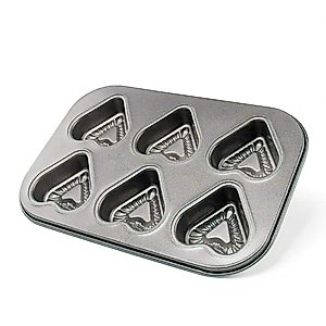 Luxshiny 6 Hole Metal Mini Cake Pan Muffin Baking Tray Pastry Heart Baking Tray Wedding Valentines Day Romantic Cupcake Tray