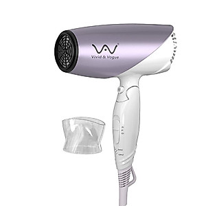 VAV 1875w Negative Ion Medium Size Hair Dryer, Home-Use&Professional Blow Dryer with Folding Handle, Dual Voltage Travel Dryer