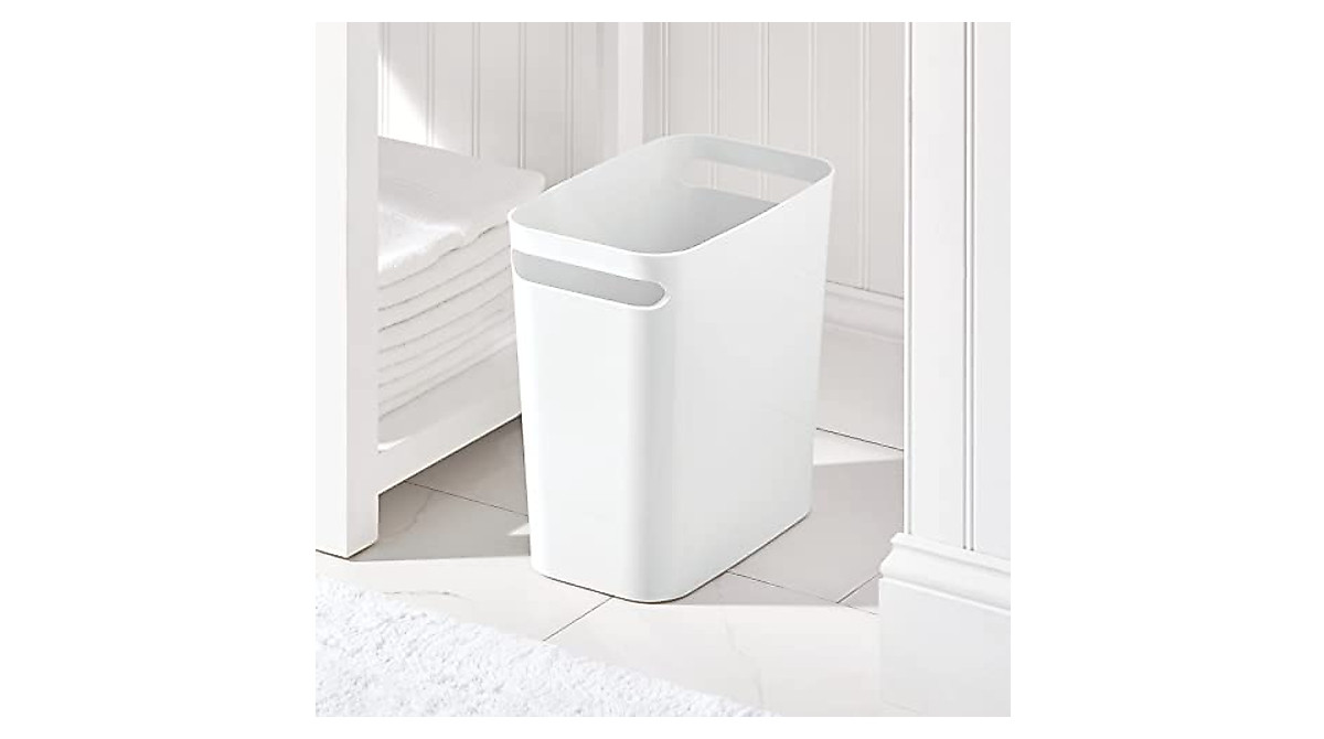 mDesign Slim 2.5 Gallon Trash Can - Space-Saving Wastebaskets in Pack