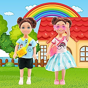 19 Pcs 6 inch Chelsea Doll Clothes and Accessories Including 4 Sets Fashion Dresses 4 Casual Tops and Pants Outifits 4 Swimsuits with 3 Shoes 2 Glasses 2 and Shoulder Bag