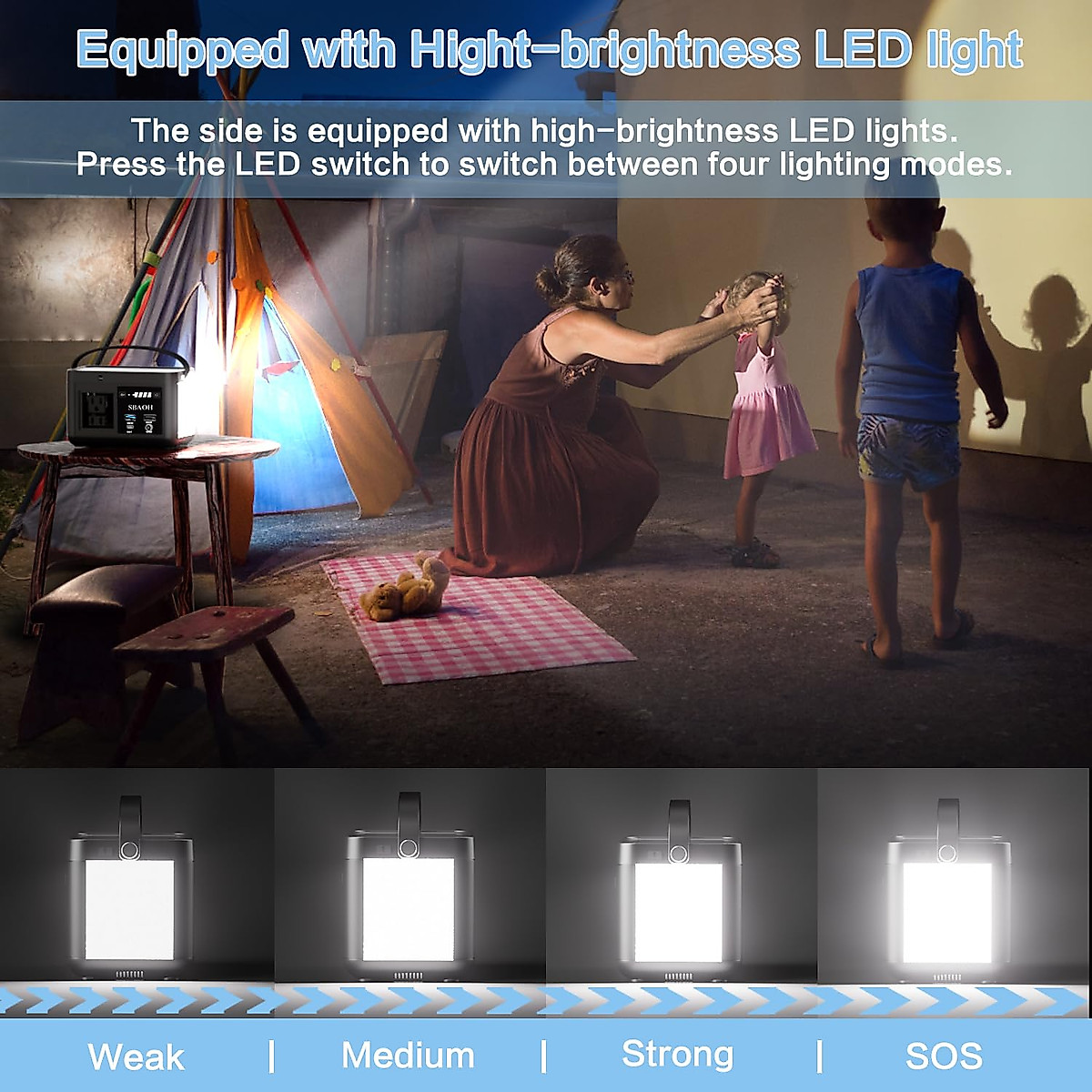 Portable Power Station 88.8WH, SBAOH Solar Generator Lithium Battery Power 110V AC USB-C Power Delivery Solar Generators for Camping, Road Trips, Emergency Power Black