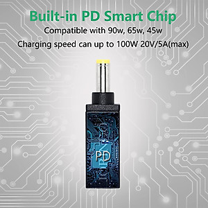 CERRXIAN 100W PD USB Type C Female Input to DC 5.5mm x 2.5mm Power Charging Adapter(5525a-Black)