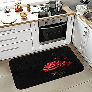 KOBLEN Red Rose Butterfly Kitchen Rugs Non Slip Washable Absorbent Kitchen Mats 20x39 inch Cushioned Anti Fatigue Kitchen Floor Mats for in Front of Sink