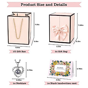 digi marker Preserved Rose Moss Bear with 100 I Love You Necklace Stocking Stuffers Gifts for Women Girlfriend Wife Mom Grandma Christmas Valentines Mothers Day Birthday Anniversary