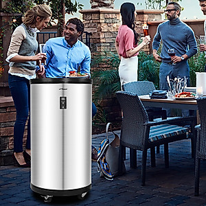 Fadidio 1.8 Cu.Ft Wine Cooler Refrigerator w/4 Universal Wheels,32℉-60.8℉ Digital Temperature Control,Beverage Fridge and Cooler for Soda,Beer or Wine,Freestanding Party Cooler for Home,Bar&Apartment