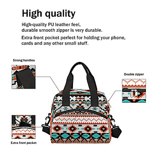Bardic Aztec Geometric Lunch Bag, Oxford Material, Leakproof and Insulated, 11.8L x 7W x 10.2H