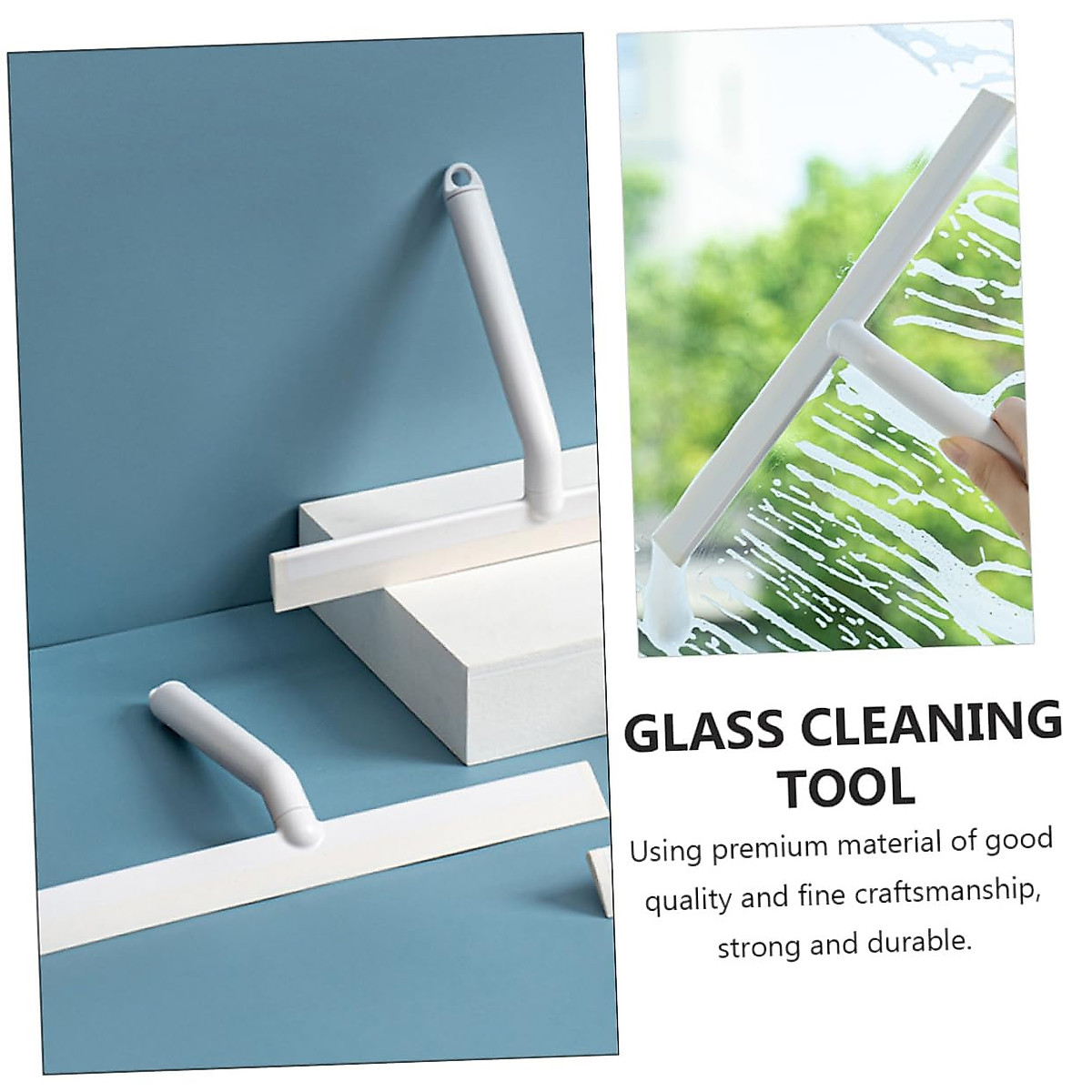GLEAVI 3 Pcs Ergonomic Handle Glass Squeegee Window Cleaner Tool for Bathroom Tile Easy to Use Cleaning Squeegee for Home