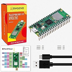DVOZVO Raspberry Pi Pico W with Pre-Soldered Pin Headers, Raspberry Pi RP2040 Chip, WiFi Wireless Connectivity,Pico WH with USB Cable