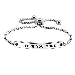 SOUSYOKYOSAM I Love You More Hand Stamped Bracelet Jewelry Gifts for Her Girlfriend Wife Classic Lettering