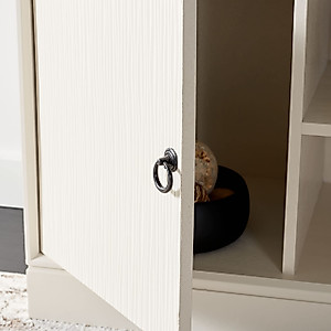 SAFAVIEH Home Collection Aliyah White 2-Door 1-Shelf Entertainment Media Stand up to 55" Flatscreen TV