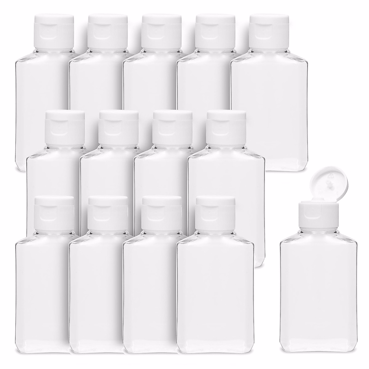 Okuna Outpost 50 Pack Mini Empty Plastic Bottles with Flip Cap, 2 oz Refillable Travel Container for Liquid Lotion Shampoo
