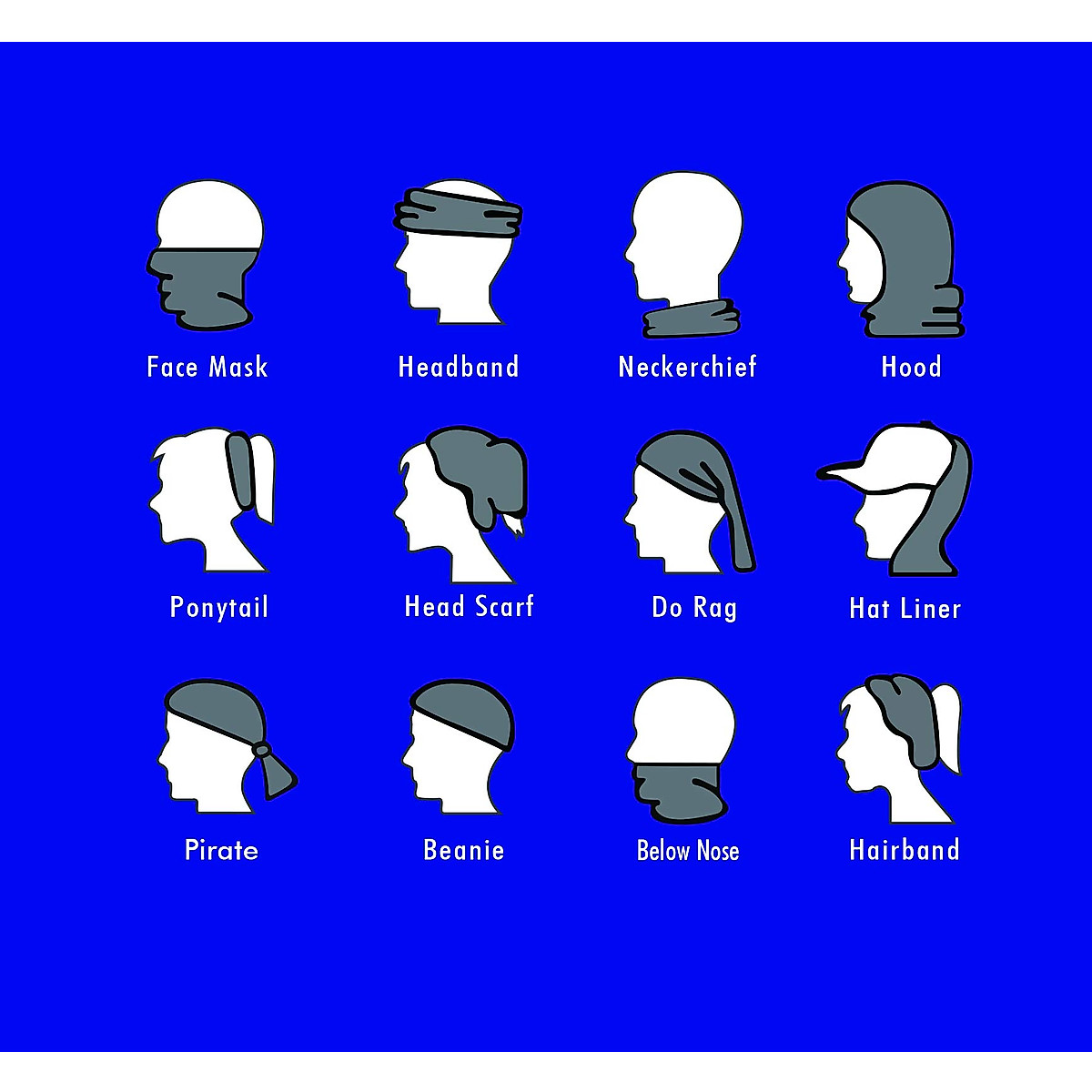 Fishoholic Fishing Face Mask Buff -3 Colors- UPF50+ Fishing Neck Gaiter Wind Dust Sun Protection Hunting Bandana (BlueH2OCamo)