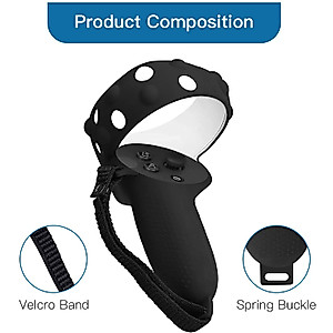 CHENGNAN Full Grip Cover Compatible for Oculus Quest 2 Touch Controller Handle Knuckle Silicone Straps Protective Sleeve Anti-Throw