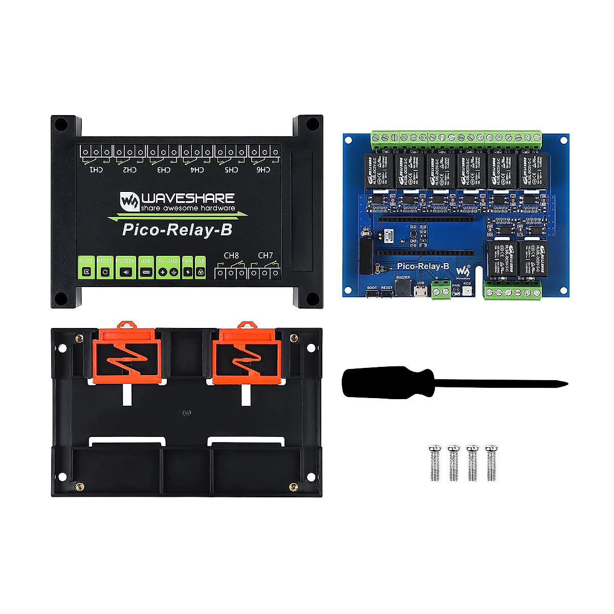 Waveshare Industrial 8-Channel Relay Module for Raspberry Pi Pico Power Supply Isolation Photocoupler Isolation