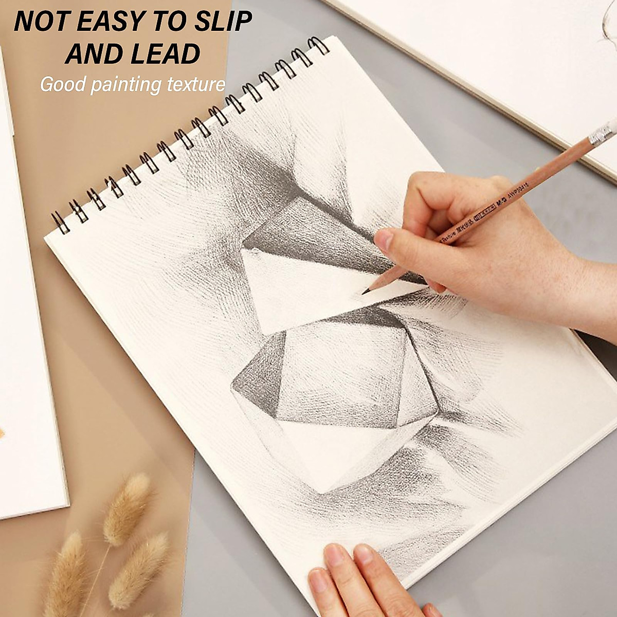 Cabreche Cute Sketchbook Top Spiral Bound Sketch Pad 9 x 12 inch,100GSM Thick Paper 50 Sheets 100 Pages,Art Sketch Book Aesthetic Writing Drawing Paper for Girls Women Face-Black Pink