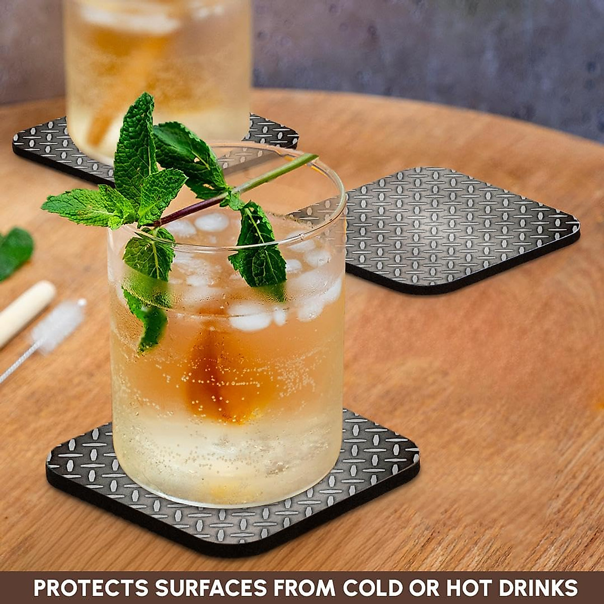 3dRose Gray Steel Diamond Plate Industrial Pattern - Soft Coasters, Set of 8 (CST_219468_2)