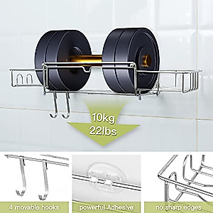 ETECHMART Shower Caddy Organizer, Expandable and Adhesive Bathroom Shower Shelf, SUS304 Rustproof Storage No Drilling Wall Shower Rack,2 Pack/Silver