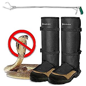 IC ICLOVER 62 Inch Snake Tongs+ Large Snake Guards, Heavy Duty Standard Reptile Snake Tongs Grabber Catcher, Lightweight Stab-Resistant Snake Gaiters Proof Leggings, Snakes Bite Proof Protection