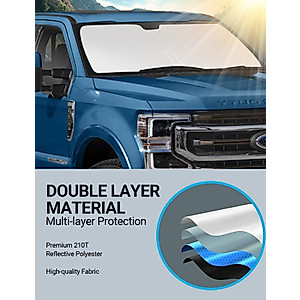 Proadsy 2024 Upgrade Front Windshield Sun Shade Foldable Sunshade Protector Custom Fit 2017-2024 Ford Super Duty F-250 F250 F-350 F350 F-450 F450 F-550 F550 2Door 4Door Pickup Accessories