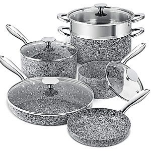 Michelangelo Pots and Pans Set, Stone Cookware Set with Super Nonstick Results, Stone Pots and Pans Set - 8 piece