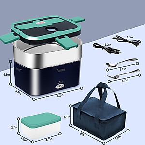 Andvon Electric Lunch Box 60W Food Heater 3-In-1 Portable Food Warmer Lunch Box for Car & Home,1.5L Heated Lunch Boxes for Adults, Lunch Heating Microwave for Truckers,with Carry Bag