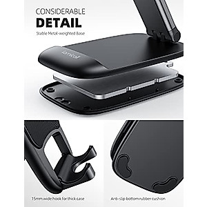 Lamicall Foldable Phone Stand for Desk - Height Adjustable Cell Phone Holder Portable Cellphone Cradle Desktop Dock Compatible with iPhone 13 Pro Max Mini, 12 11 XR X 8 7 6 Plus SE, 4-8'' Smartphone