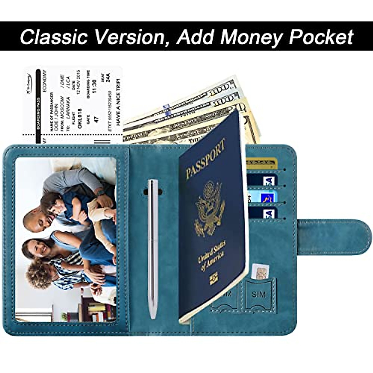 Passport Holder Cover Wallet Case Travel Essentials Passport and Vaccine Card Holder Combo Leather Travel Wallet Rfid Blocking Vacation Must Haves Travel Accessories for Men Women (2#Blue)