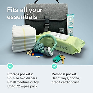 Wildcubz Portable Changing Pad | 27" Diaper Changing Mat | Wipes Pocket | Waterproof Changing Pads for Baby | Portable Diaper Changing Pad for Baby | Changing Pad Portable Changing Station (Graphite)