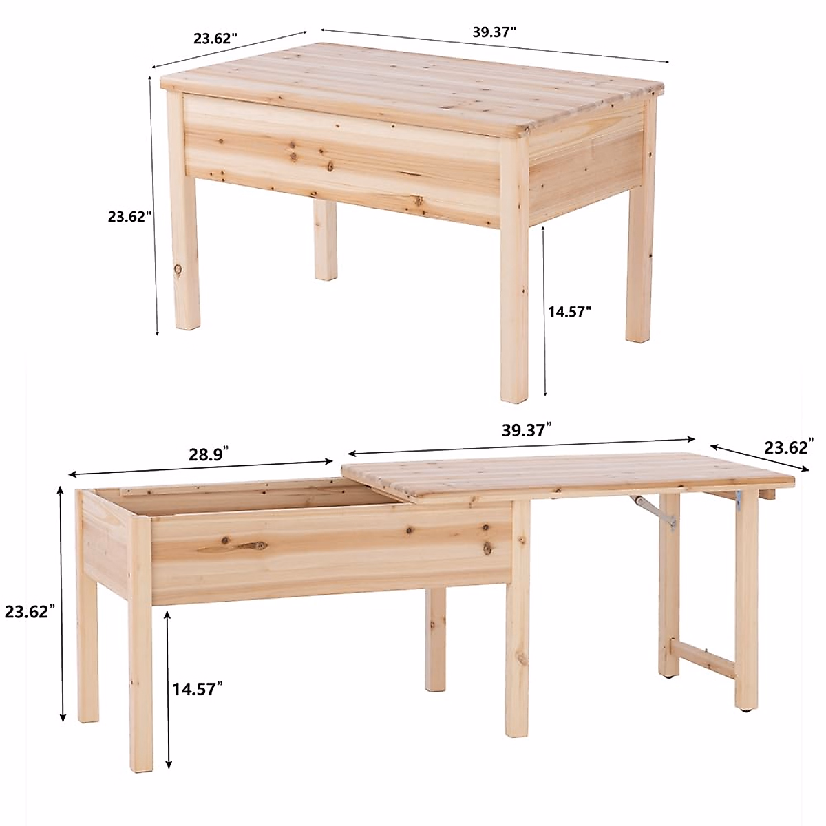 Tiuekes Kid’s Table, Wooden Indoor Sensory Table with Storage, Multi-Functional Activity Play Table with Foldable Tabletop (Natural Wood Color)