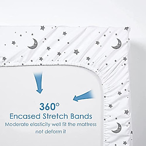 Beberoad Love 2 Pack Baby Bassinet Sheets, 100% Cotton Soft Universal Fitted Sheets for Oval, Hourglass and Rectangular Bassinet Mattress Pad-Elastic Washable, White, 32 x 18 x 3 Inches