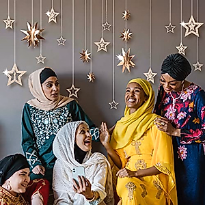 Champagne Gold Star Garland Twinkle Little Stars Decoration Hanging Streamer Backdrop Banner Birthday Party Decor/Baby Shower/Anniversary/Engagement/Christmas/New Year/Wedding/Graduation/Ramadan/EID